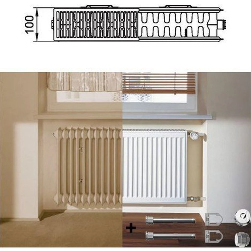 Kermi Therm X2 Profil-Kompakt deskový radiátor pro rekonstrukce 22 954 / 1000 FK022D910