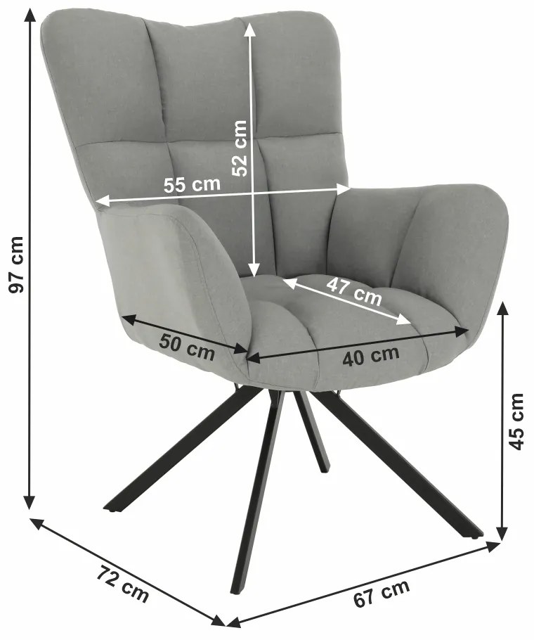 Otočné křeslo KOMODO, šedá