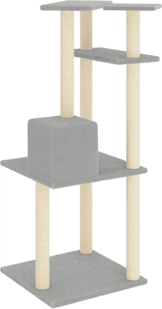 Škrabadlo pro kočky se sisalovými sloupky světle šedé 123 cm 171784