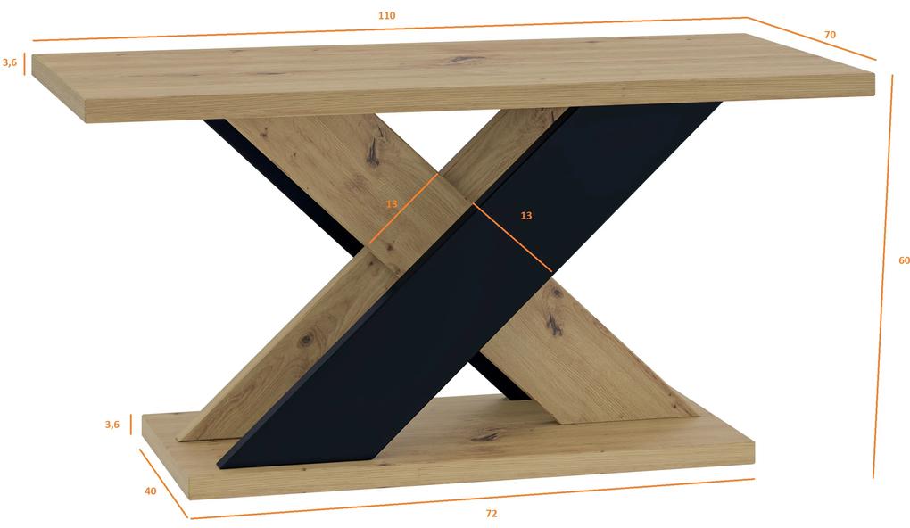 Konferenční stolek Xalin (lesk černý + kámen). 1055276