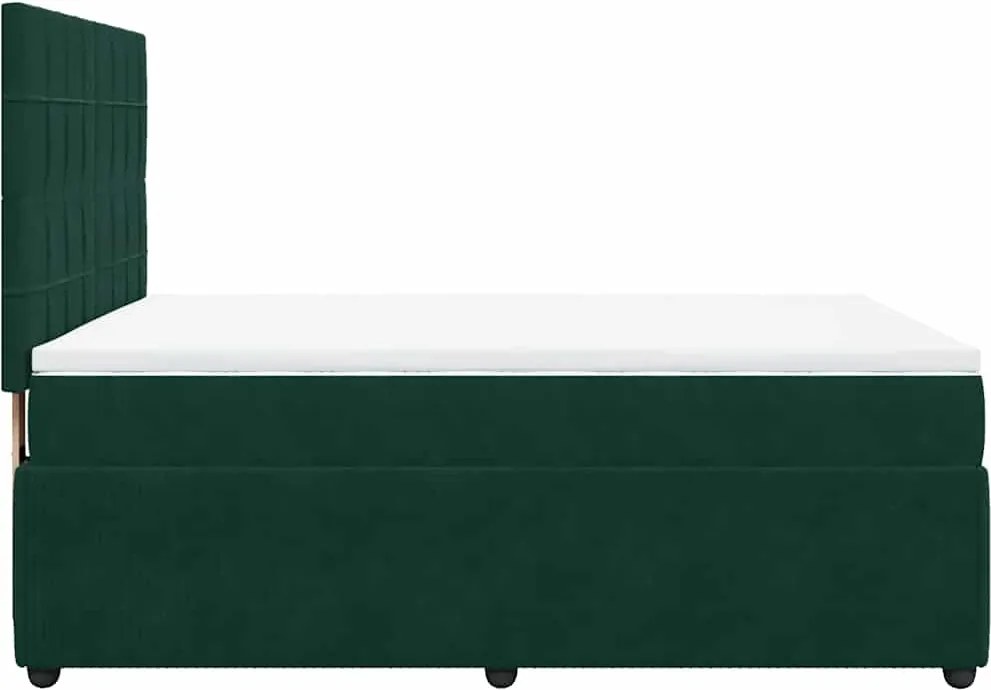 Box spring postel s matrací tmavě zelená 160x200 cm samet 3294685
