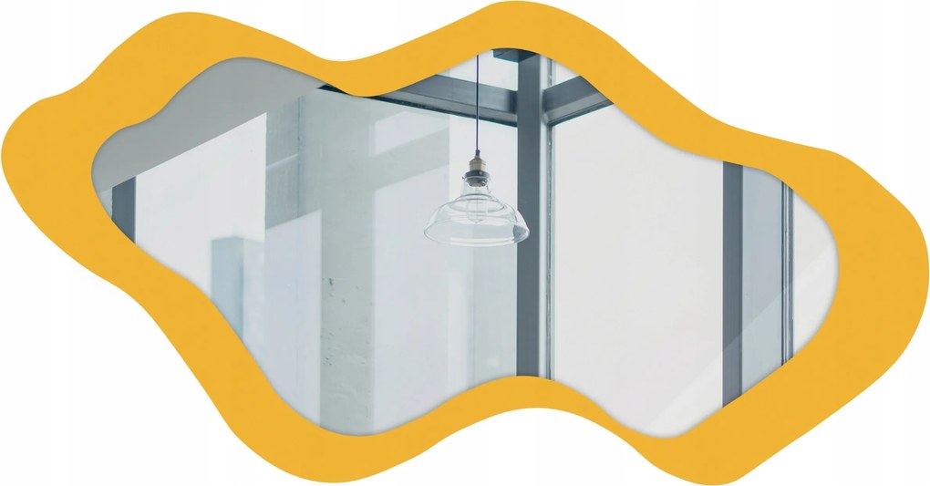 Nepravidelné nástěnné Zrcadlo s rámem z organického obláček , mořidlo Golden Citrus