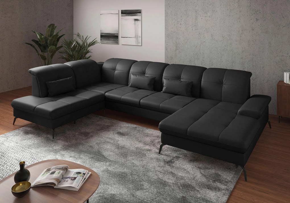 XXXLutz SEDACÍ SOUPRAVA, textil, kůže, černá Sit & More - Sedací soupravy - 00014401175L