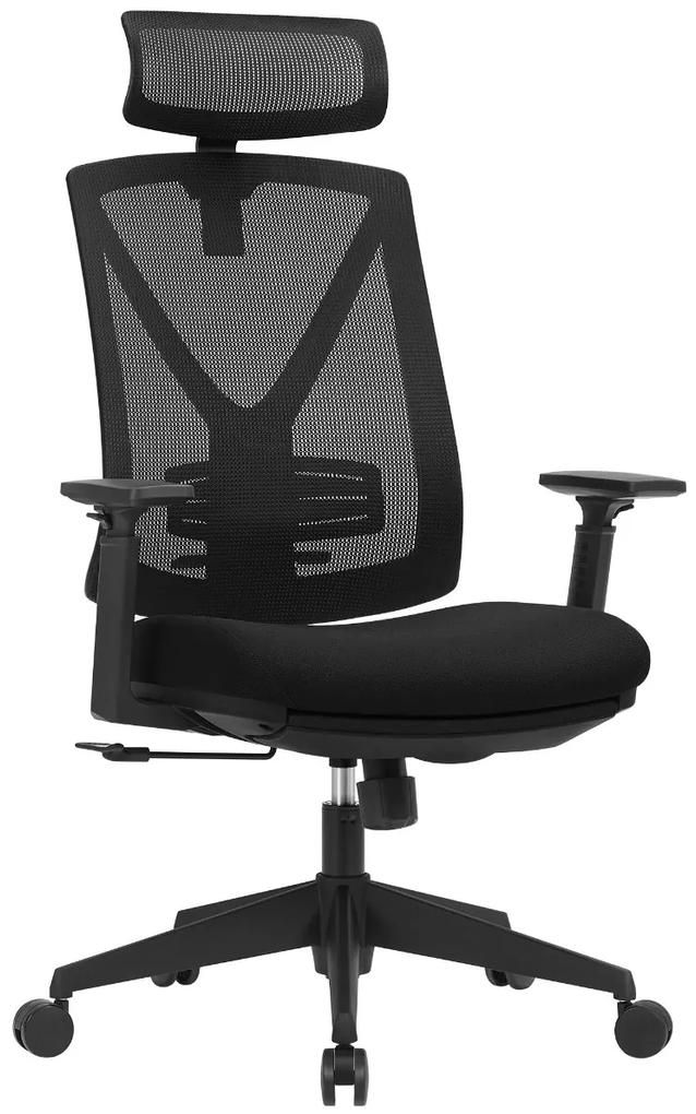 Obrotowe krzesło biurowe z zagłówkiem i podnóżkiem Czarne VITTES