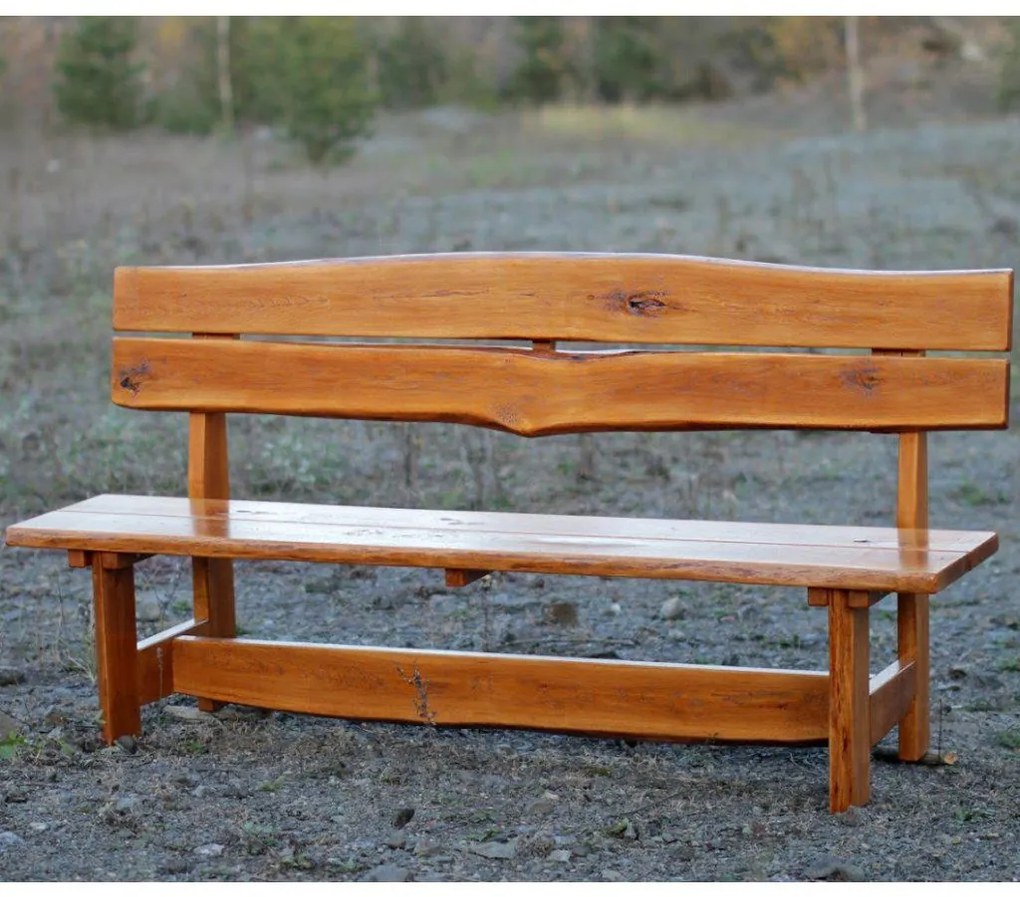KULHÁNEK Zahradní lavice s opěradlem - rustikální Délka: 170 cm, Odstín nátěru: olej - bezbarvý