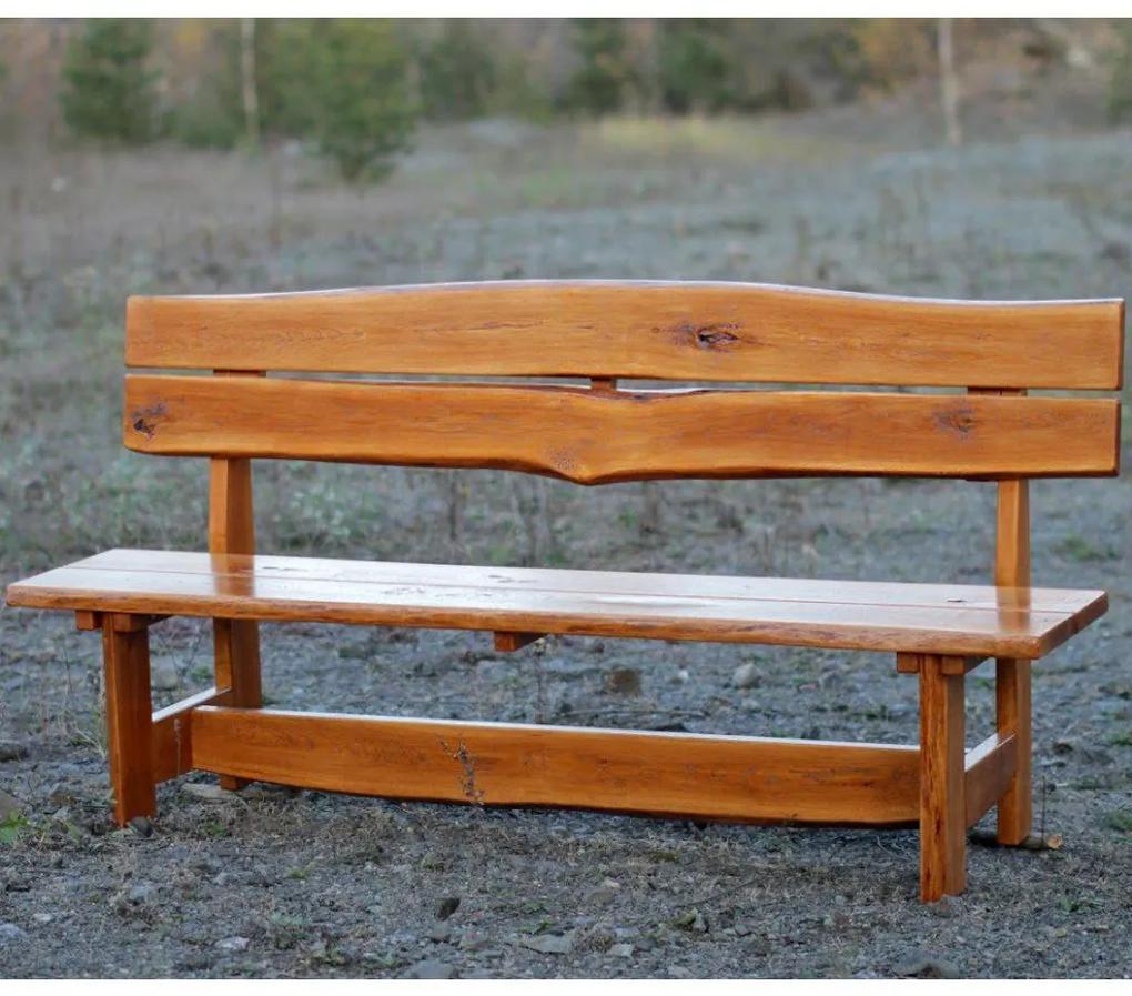 KULHÁNEK Zahradní lavice s opěradlem - rustikální Délka: 190 cm, Odstín nátěru: lazura - palisandr