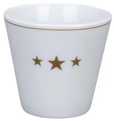 Krasilnikoff Hrneček na espresso Stars Gold 90 ml, bílá barva, zlatá barva, porcelán