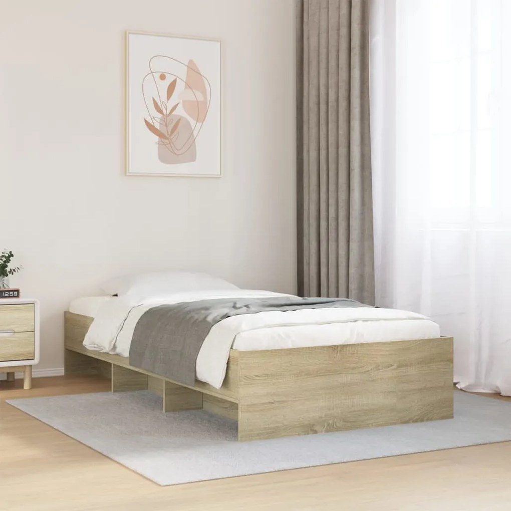 Rám postele bez matrace dub sonoma 100x200 cm kompozitní dřevo 3295669
