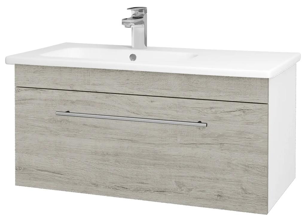 Dřevojas Koupelnová skříň ASTON SZZ 90 Varianta: N01 Bílá lesk / Úchytka T05 / D06 Ořech