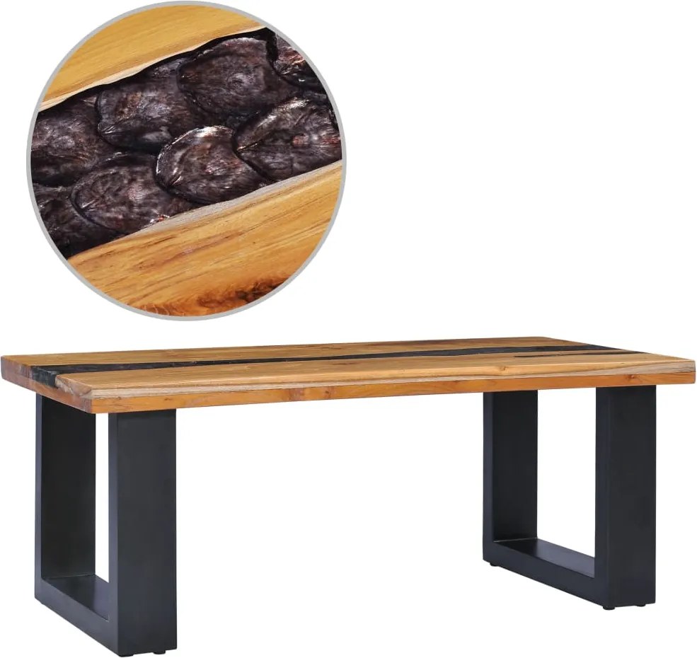 Konferenční stolek -  masivní teak a polyresin | 100x50x40 cm