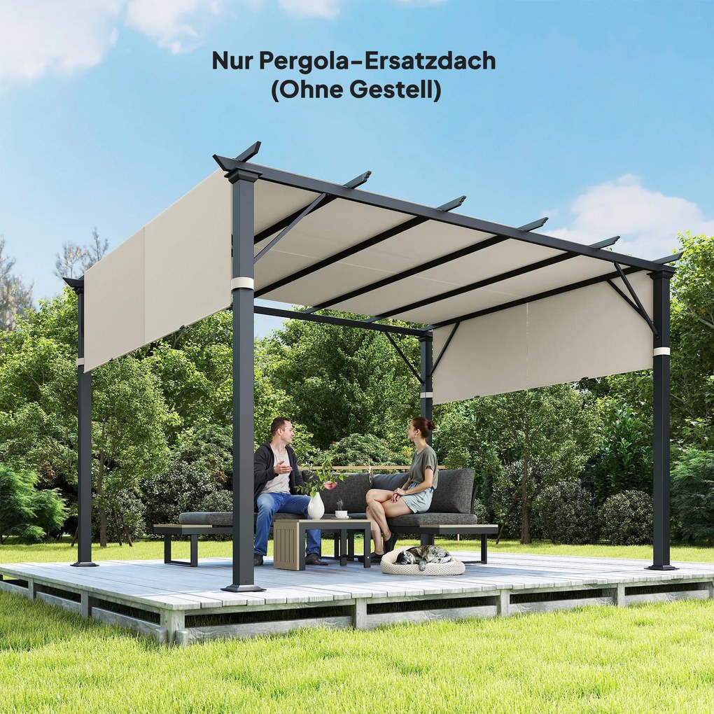 Náhradní střecha na pergolu s UV ochranou, markýza na zastřešení terasy pro pavilon 3 x 3 m, krémově bílá