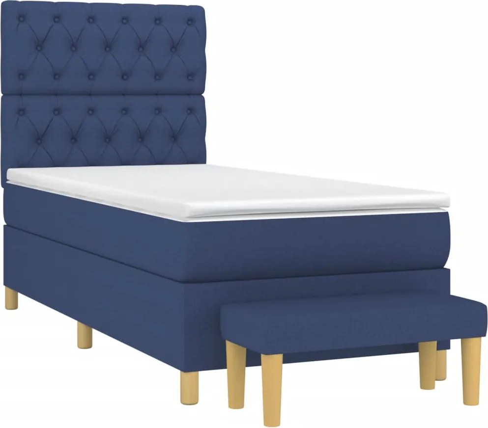 Box spring postel s matrací modrá 80x200 cm textil 3137355