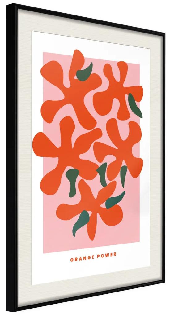 Plakát Oranžový kytice - abstraktní barevné květiny a anglické nápisy