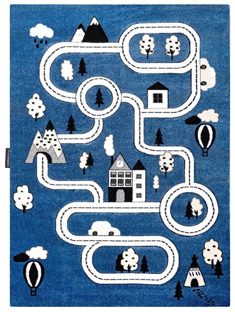Dywany Łuszczów, Dětský kusový koberec Petit Town streets blue, 160x220, modrá, dětský pokoj