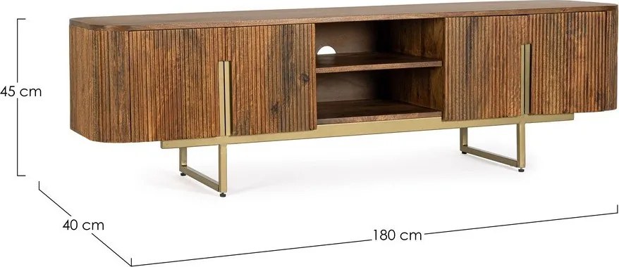 TV stolek z mangového dřeva v přírodní barvě 180x45x40 cm Vilas – Bizzotto