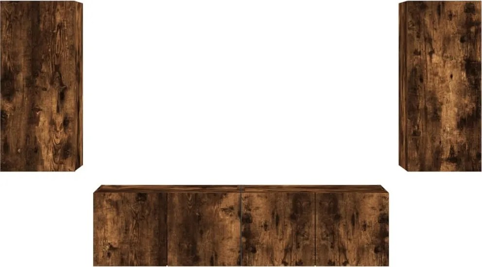 vidaXL 4dílná obývací stěna s LED kompozitní dřevo [3216843] Barva: dub sonoma