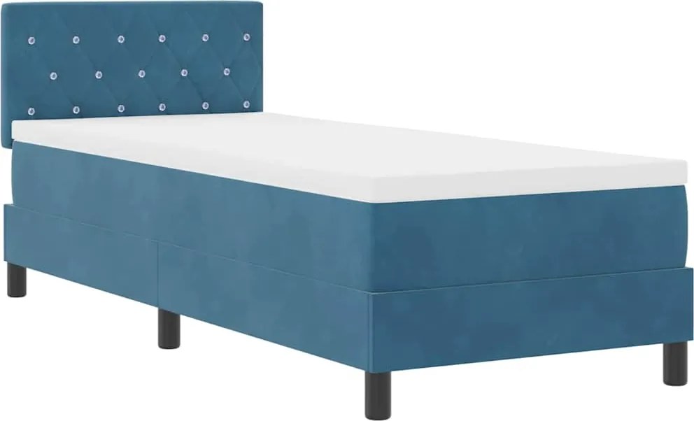 Postel s boxspringem s matrací Tmavě modrá 80 x 200 cm samet 3339072