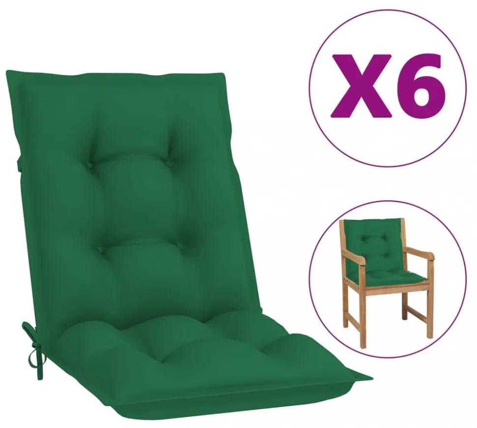 Podušky na zahradní židle 6 ks Dekorhome Tmavě zelená