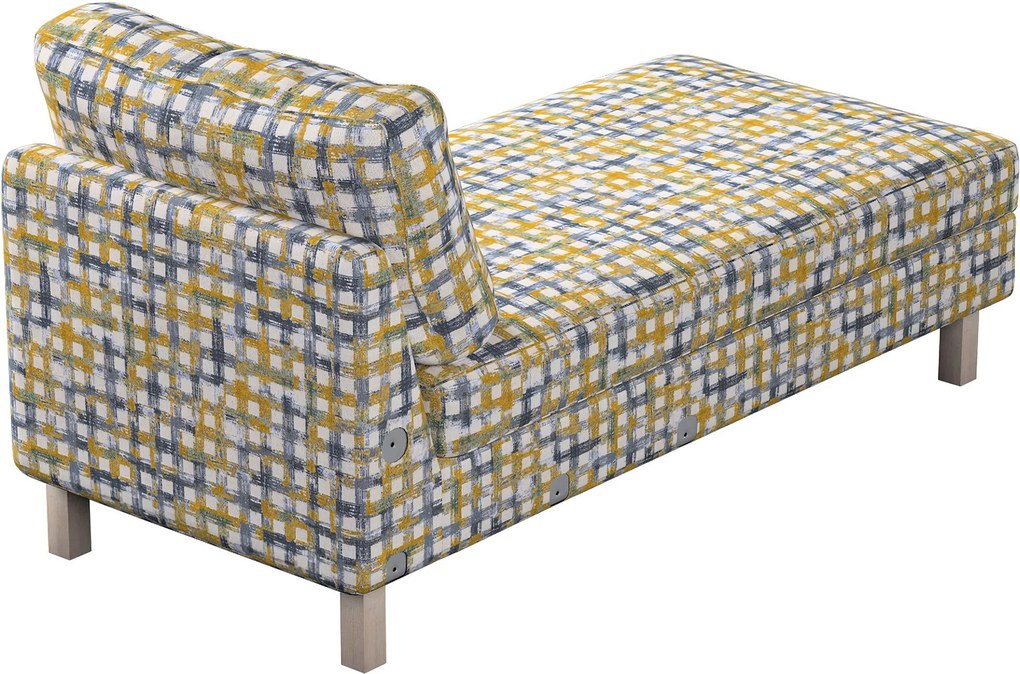 Potah na přídavný šezlong IKEA Karlstad, krátký barva modrá látka pletený vzor, vzorované