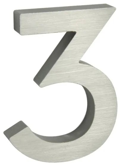 Domovní číslo "3", RN.100LV, broušené, stříbrná