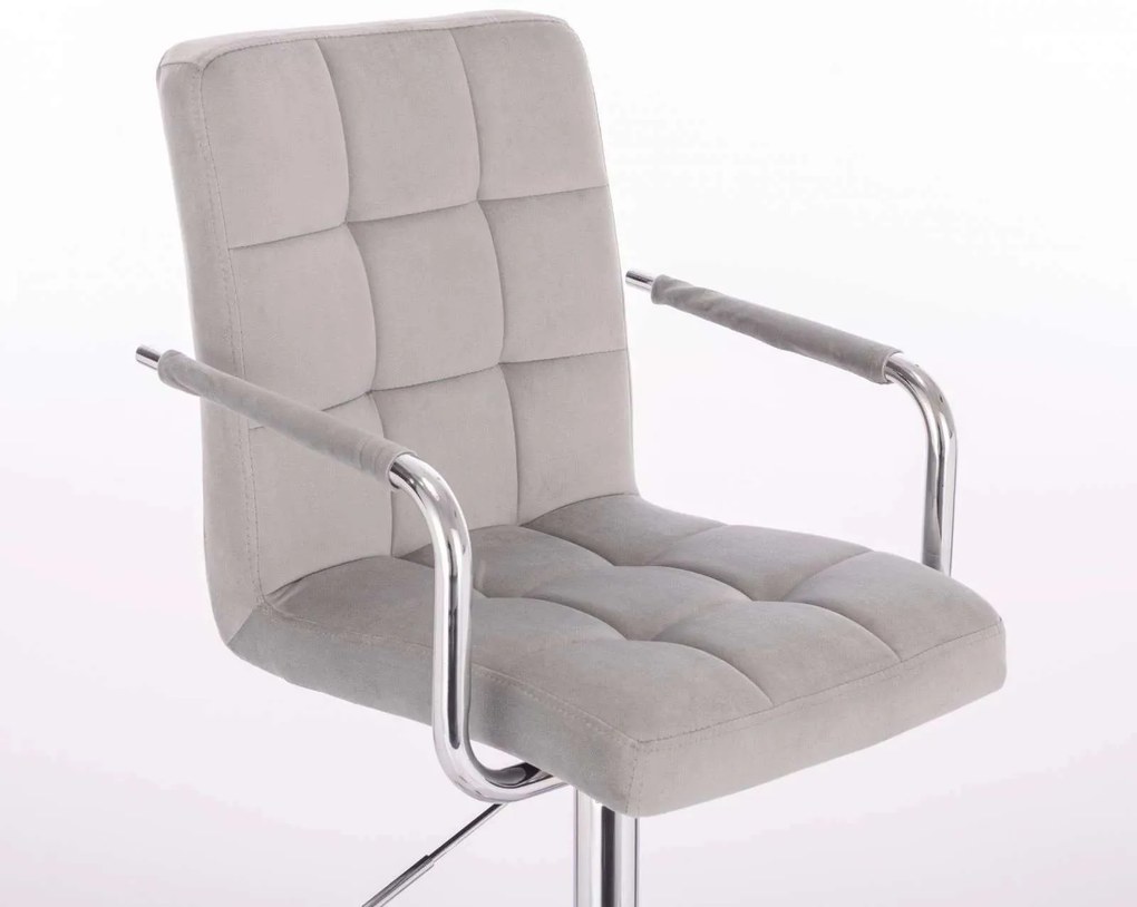 LuxuryForm DESIGN Otočná židle VERONA VELUR na stříbrné podstavě s kolečky - světle šedá