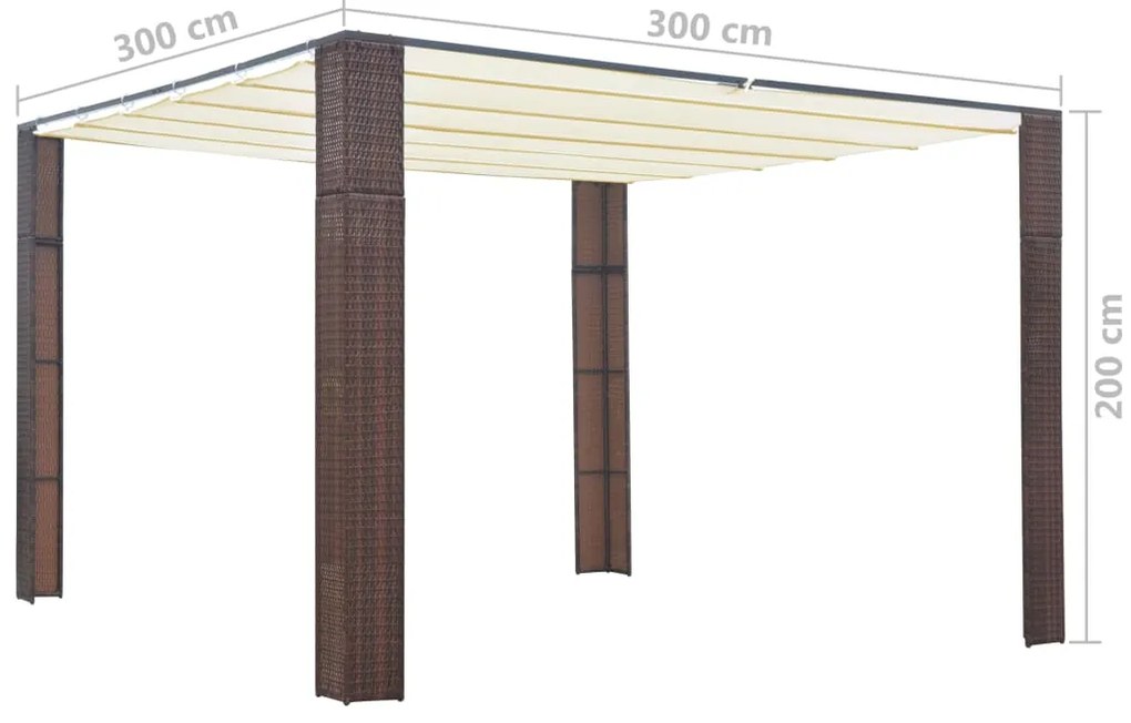 vidaXL Marketos Altán se střechou polyratan 300 x 300 x 220 cm hnědý a krémový