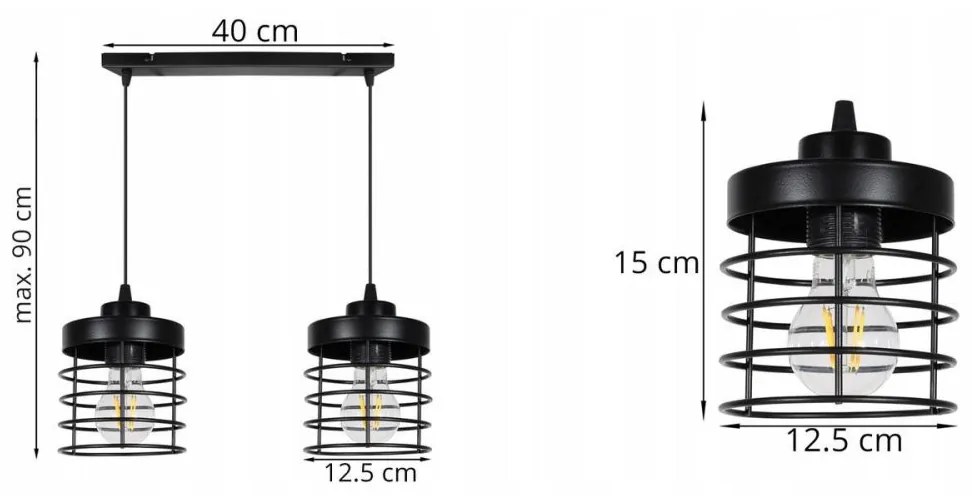 Závěsné svítidlo RASTI, 2x drátěné stínítko (výběr ze 2 barev)