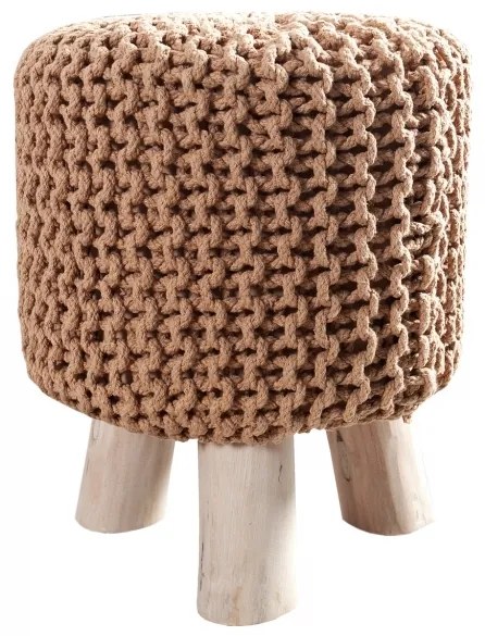 Inviro Pletená stolička SHEEP s dřevěnou podnoží 45 cm kávová