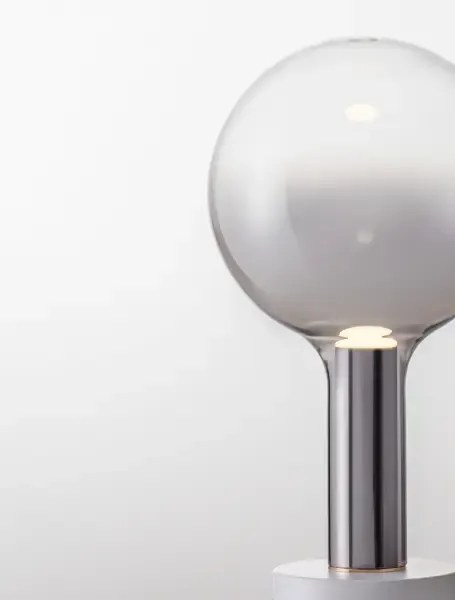 LED stmívatelná šedo-zlato-bílá stolní lampa Nostos