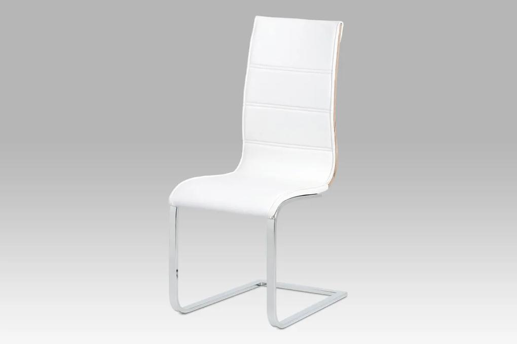 Jídelní židle bílá koženka překližka San Remo chrom WE-5028 WT