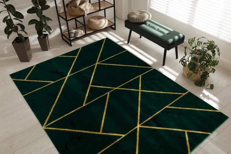 Dywany Łuszczów, Kusový koberec Emerald geometric 1012 green and gold, 200x290, zelená, chodba / předsíň