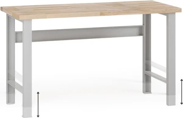 Výškově nastavitelný dílenský stůl G7, buková spárovka, 1500 x 685 x 840-1040 mm