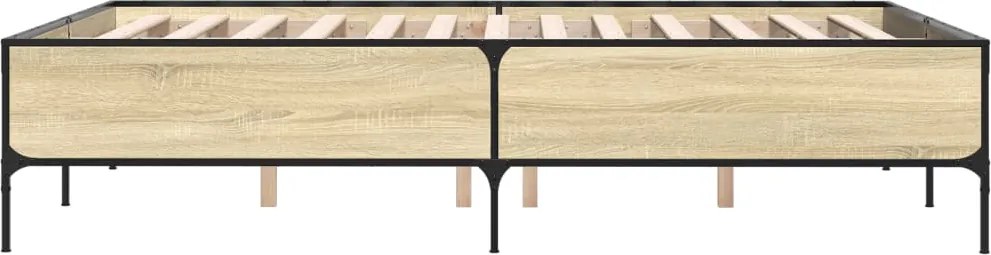 Rám postele dub sonoma 140 x 190 cm kompozitní dřevo a kov 3279808