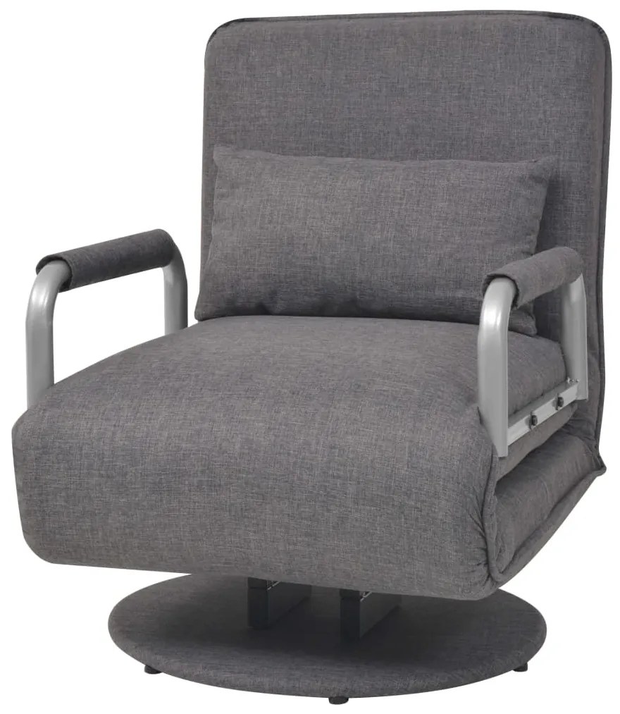 Otočné křeslo rozkládací tmavě šedé textil 244667