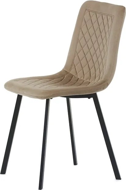 Elegantní jídelní židle NOX – cappuccino samet, černý kov Autronic