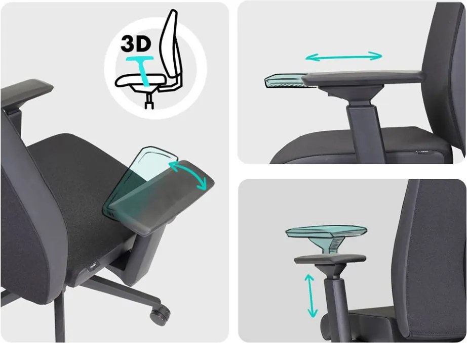 Ergonomická kancelářská židle MOSH Elite T3 - černá