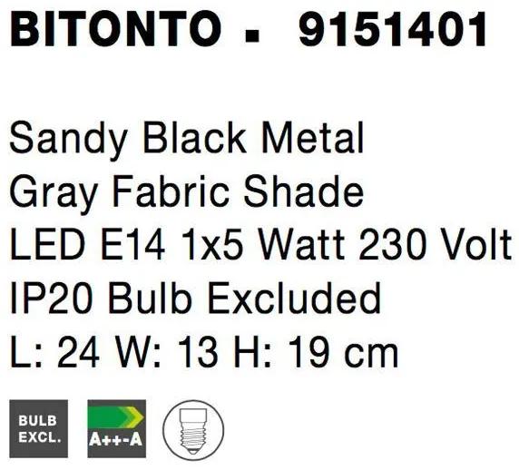 Nova Luce Nástěnné svítidlo BITONTO černý kov bílé stínidlo E14 1x5W