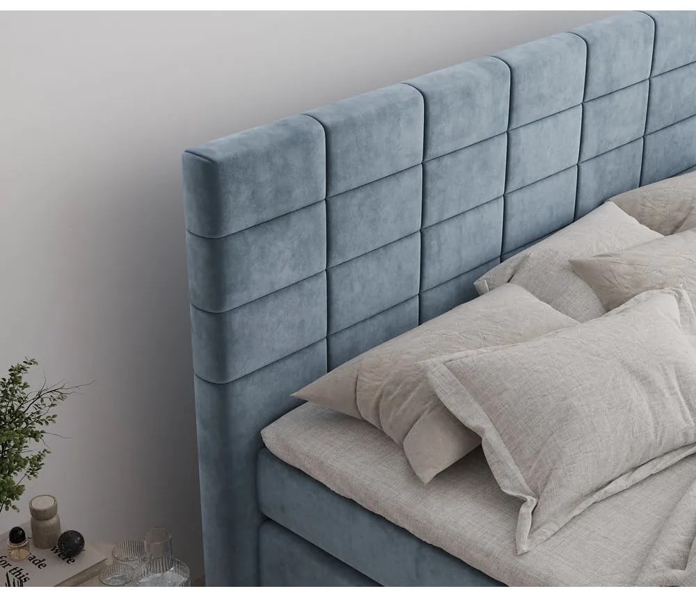 Modrá boxspring postel s úložným prostorem 160x200 cm Ava – Maison de Rêve