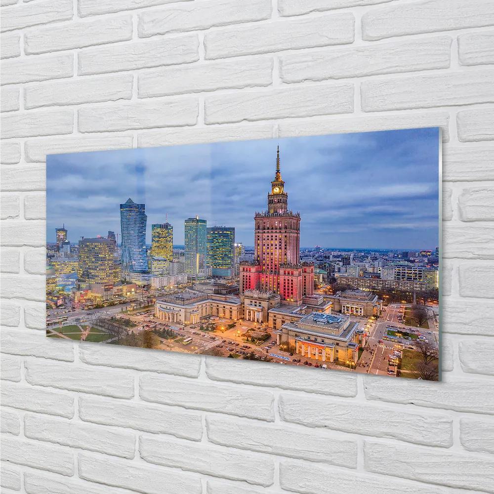 akrylový obraz Warsaw Panorama západu slunce 100x50 cm