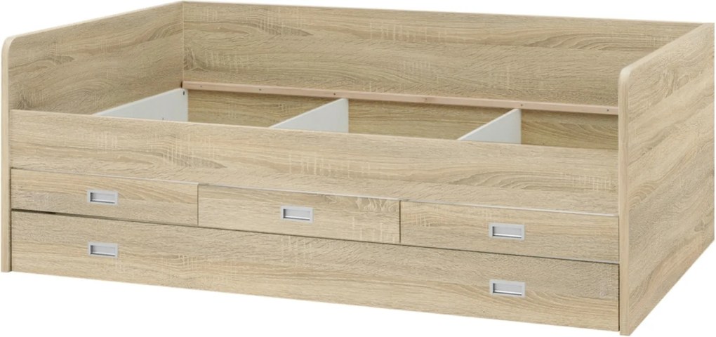 Sconto Postel s výsuvným lůžkem KLASA dub sonoma, 120x200 cm