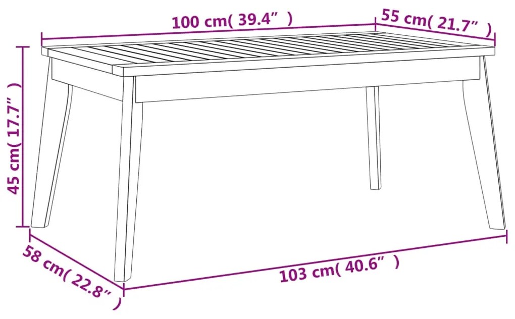 Zahradní jídelní stůl 100 x 55 x 45 cm masivní akáciové dřevo