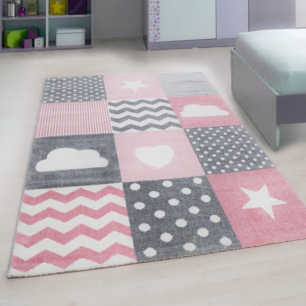 Růžovo-šedý dětský koberec 140x200 cm Kids – Ayyildiz Carpets