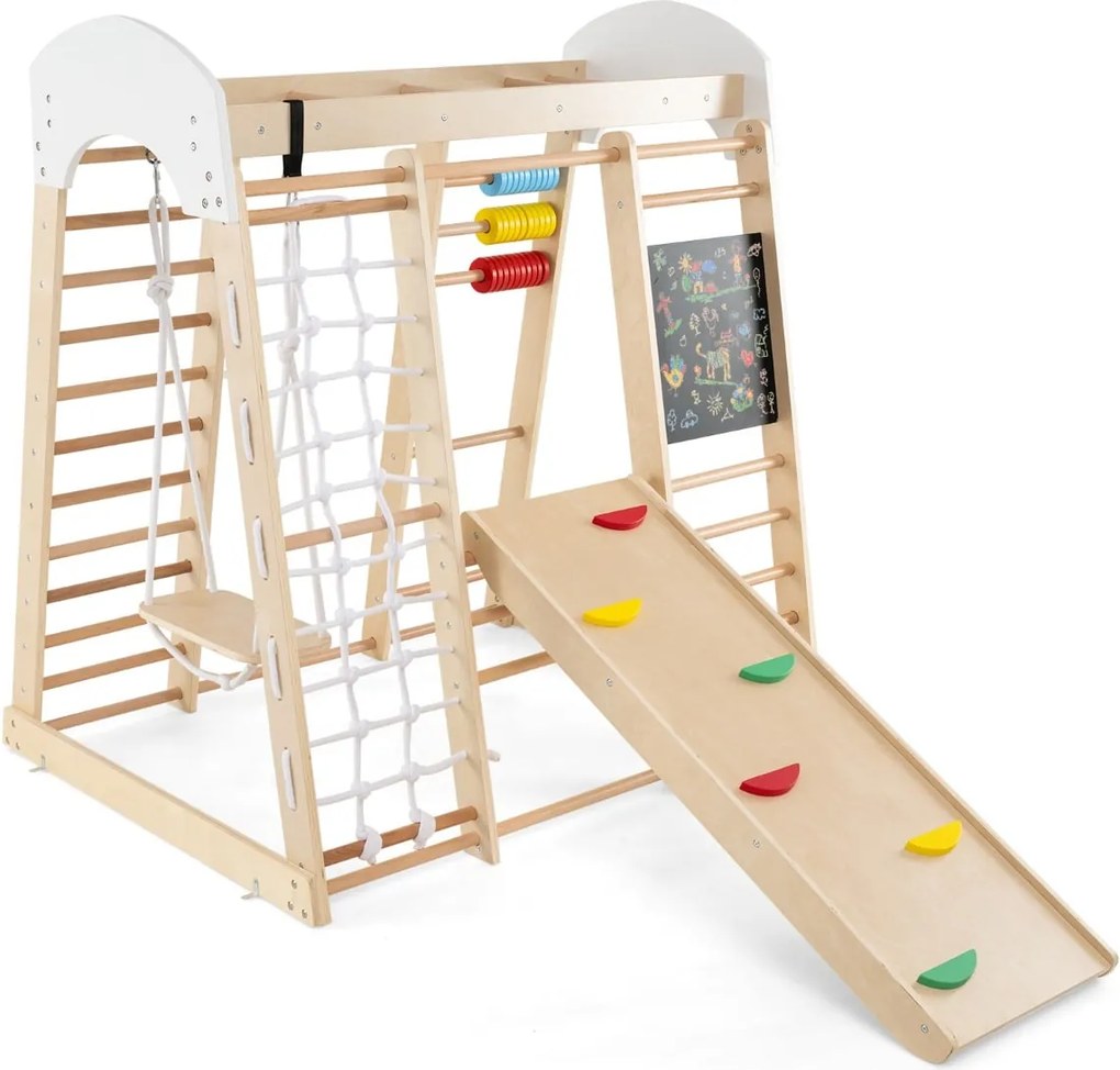 Costway Sada lezeckých hraček pro batolata s houpačkou – 124 × 119 × 138 cm