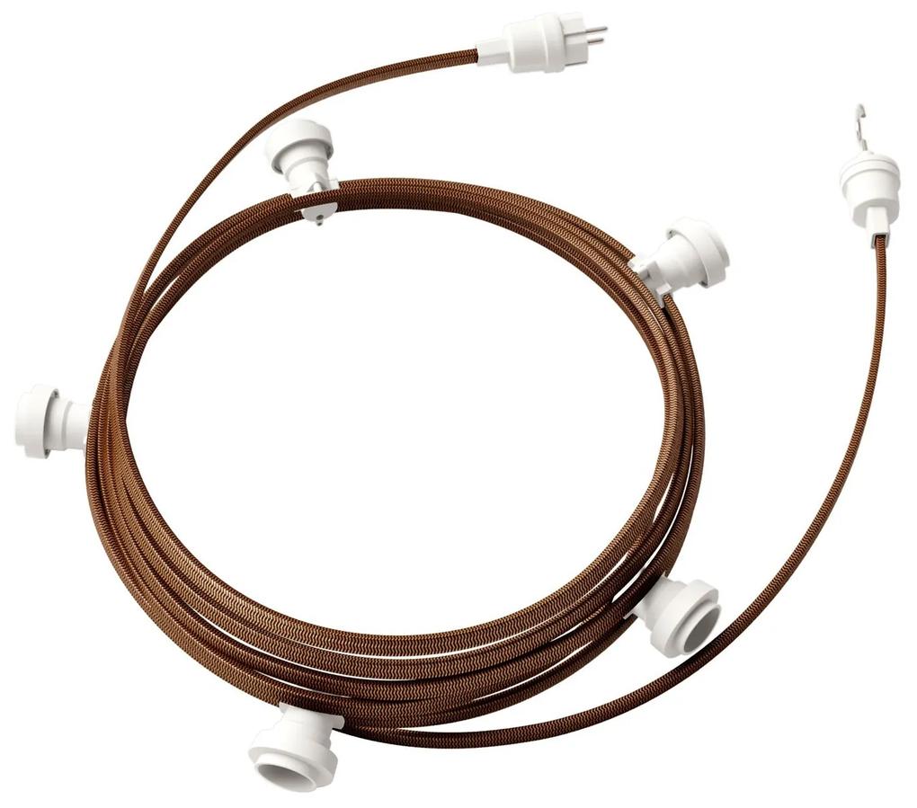 creative cables Hotový světelný řetěz LUMET 7,5 m je sestavený z 5 bílých objímek, háčku a zástrčky Barva kabelu: Neonově oranžová - CF15