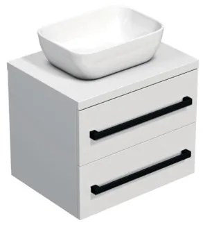 Koupelnová skříňka s černou úchytkou a krycí deskou SAT Cube Way 60x47,5x46 cm bílá lesk CUBE46C1603BI45
