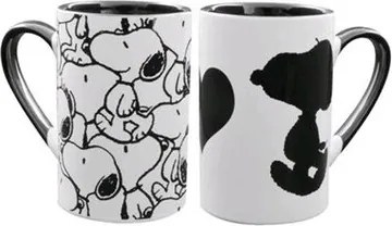 CurePink Porcelánový hrnek Snoopy: Set 2 kusů bílý 220 ml