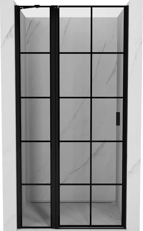 Mexen MIST, 1-křídlé sprchové dveře (1d+1s) 100x200 cm, 6mm čiré sklo se vzorem mřížky, levá varianta, 8A4-100-000-70-77-L