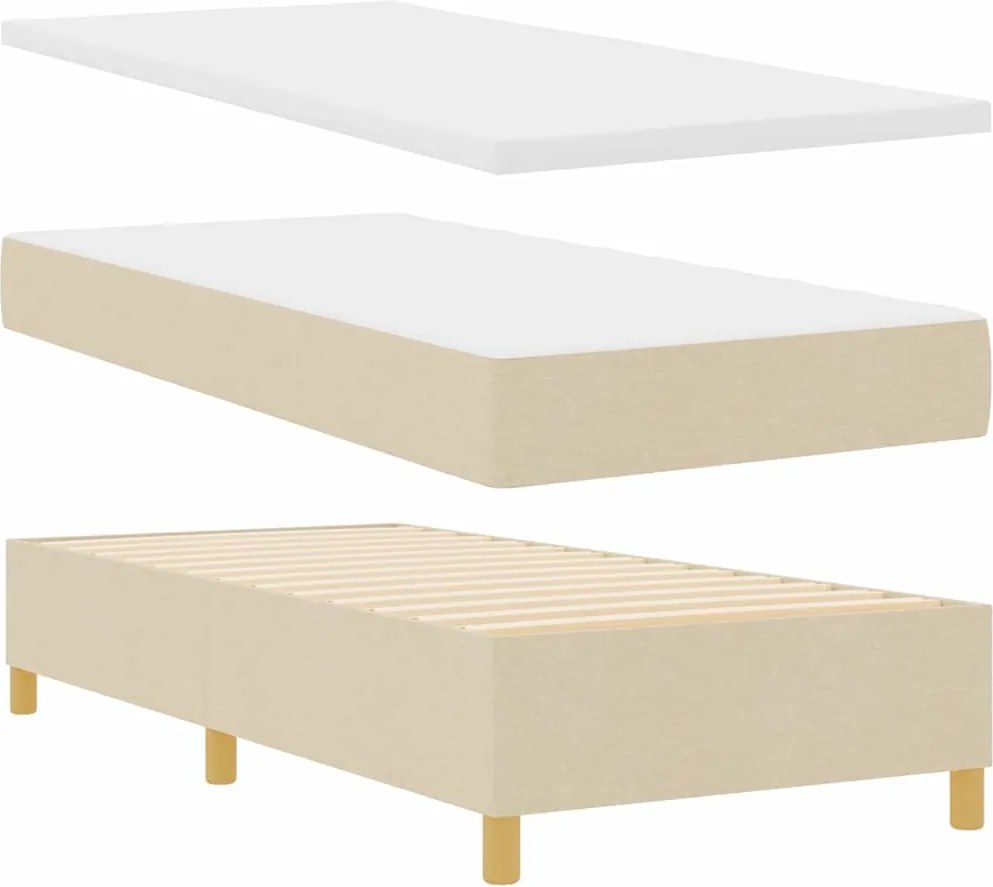 Postel s boxspringem s čelo Krémová 90 x 190 cm textil 3341810
