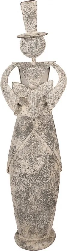 Majestátní stojící figurína anděla s knihou v šedé antik - 27*20*107 cm