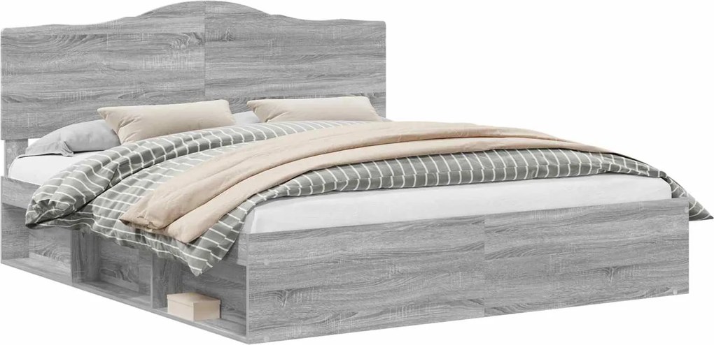 Rám postele Šedá Sonoma 200 x 200 cm Masivní borové dřevo 3413268